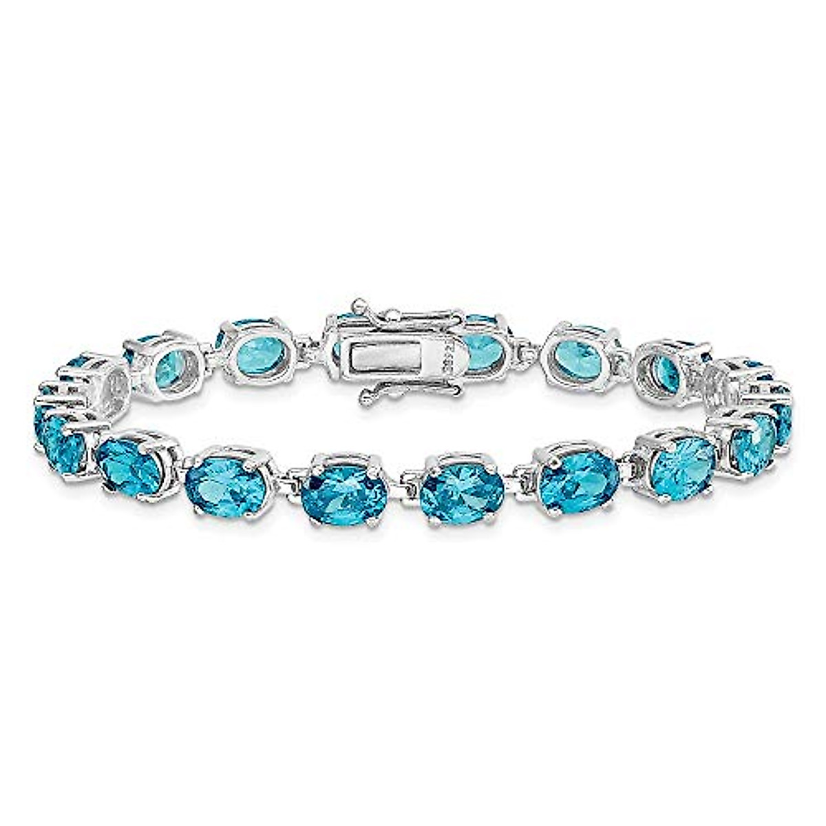 IceCarats 925 Sterling Silver Blue Topaz 6.5 inch Chain Gemstone Tennis Bracelet