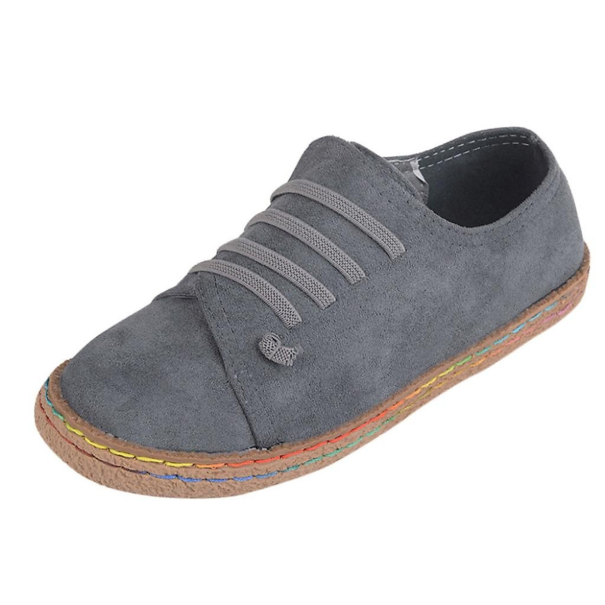 Flingdress Women Ladies Soft Flat Ankle Single Shoes Female Suede Leather Lace-Up Boots (Gray, 36)
