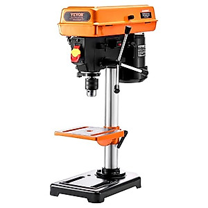 VEVOR 8 in Benchtop Drill Press, 2.3A Induction Motor, Tabletop Drilling Machine with 750/1140 / 1740/2340 / 3200 RPM Adjustable Speed, 0-45° Tilting Worktable, LED Work Light, for Wood Metal