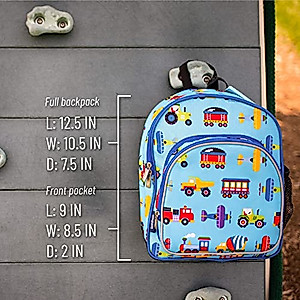 Wildkin 12 Inch Kids Backpack Bundle with Water Bottle (Trains, Planes & Trucks)