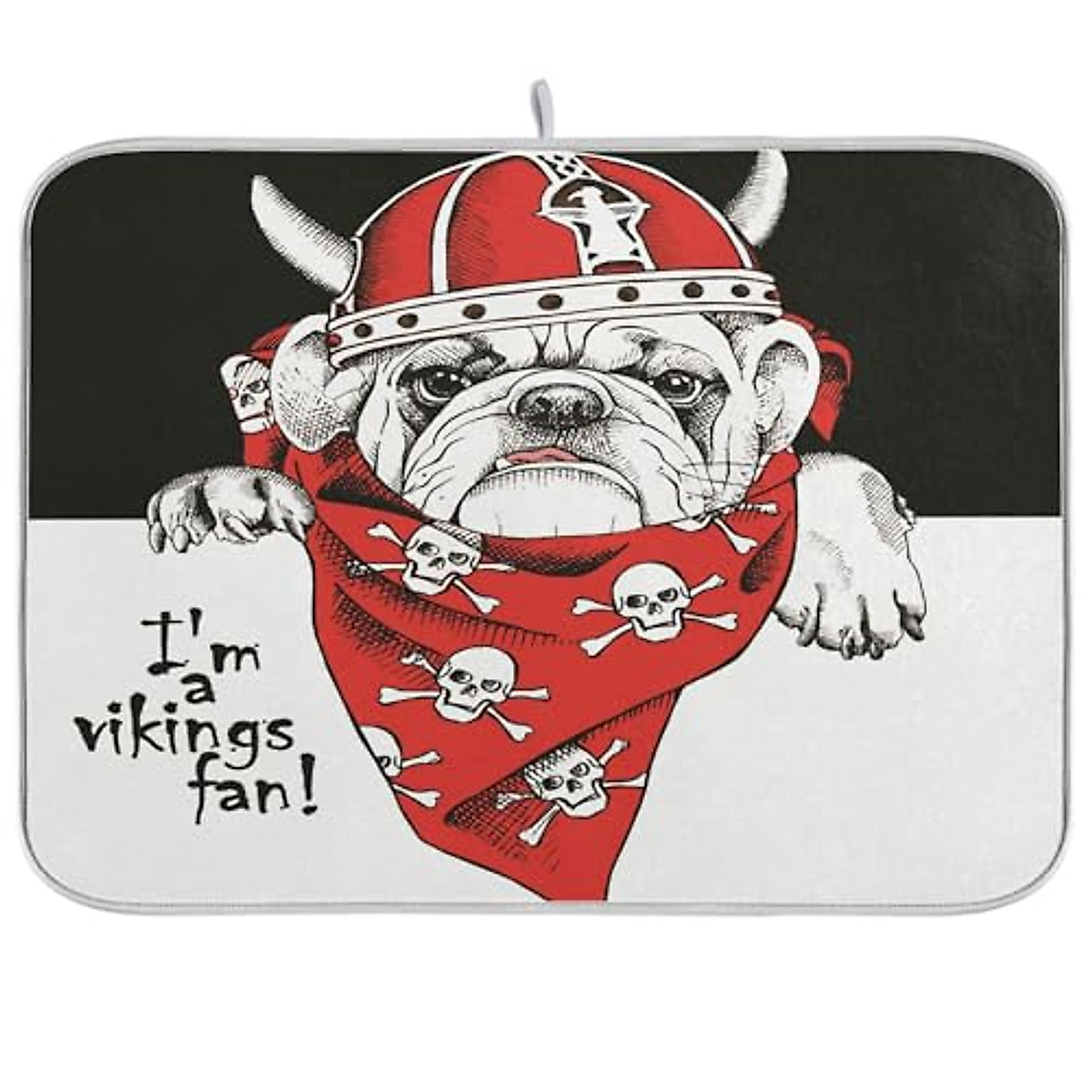 Red Skull Scarf Bulldog Black White Dish Mat Memory Foam Dish Drying Mat 16 X 18 Kitchen Mat Counter Dish Drainers Mat Dryer Kitchen Mat