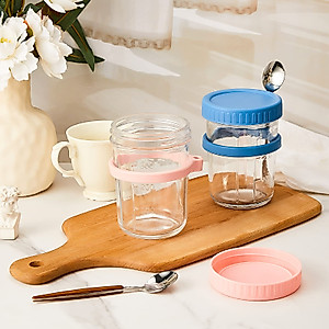12 Pieces 12 oz Overnight Oats Jars with Lid and Spoon Airtight Oatmeal Container Overnight Oats Container Glass Meal Prep Jars Oatmeal Jars with Lids with Measurement Marks Mason Jars for Cereal