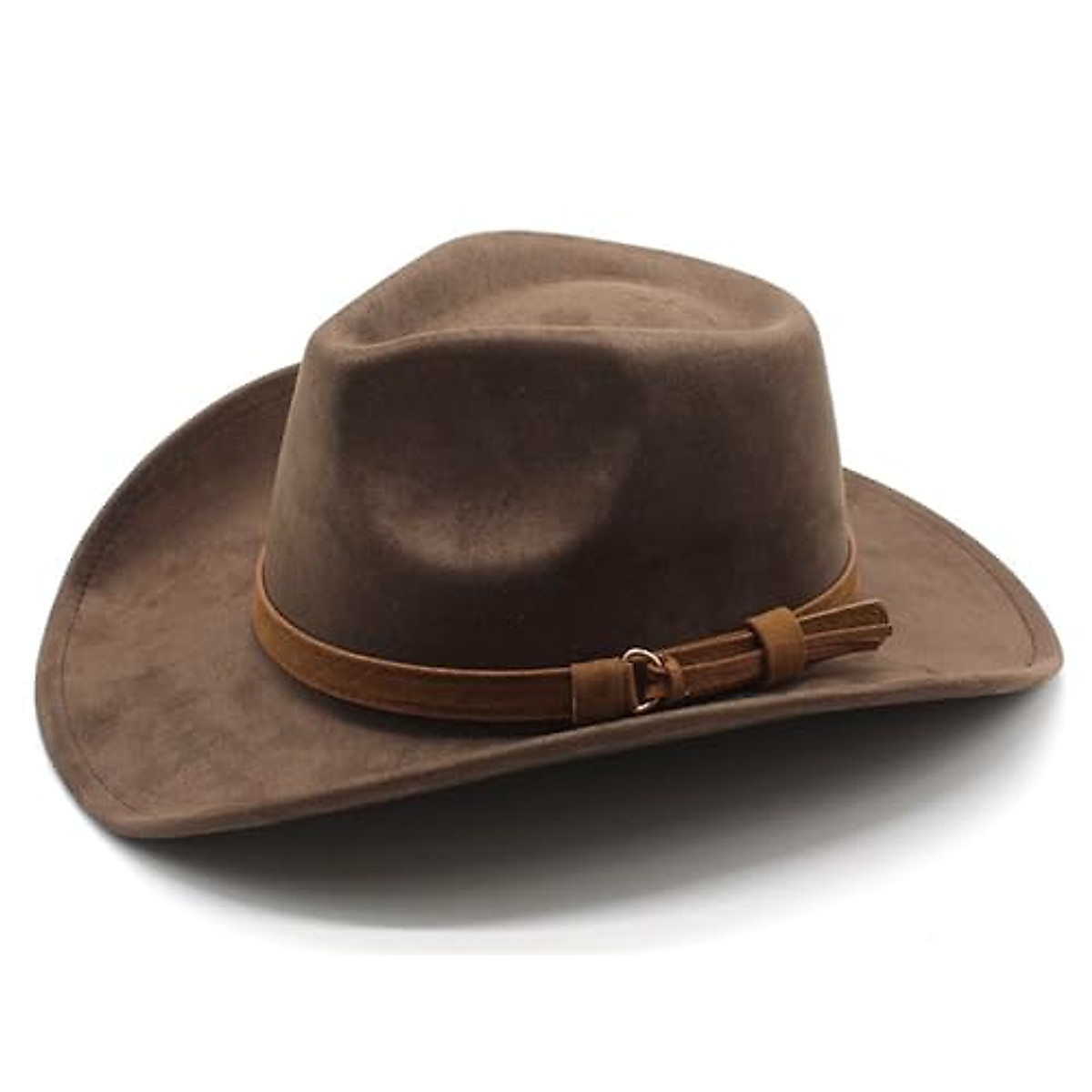 CCAKXCJJ Unisex Western Suede Cowboy Cowgirl Hat Classic Wide Brim Fedora Hat for Men &Women 197-Brown