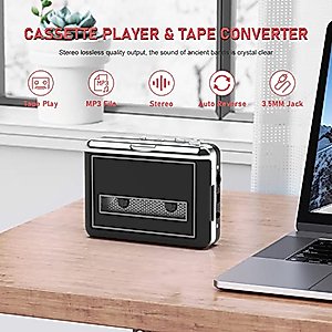 Cassette Tape Player - Portable Retro Walkman Cassette to Digital MP3 Converter Recorder, Convert Audio Music via USB to MP3 WAV Format with New Upgrade AudioLAVA Software, Compatible with Laptops&PCs
