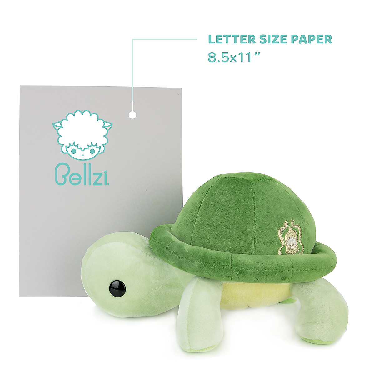 Bellzi Green Turtle Cute Stuffed Animal Plush Toy - Adorable Soft Turtle Toy Plushies and Gifts - Perfect Present for Kids, Babies, Toddlers - Torti