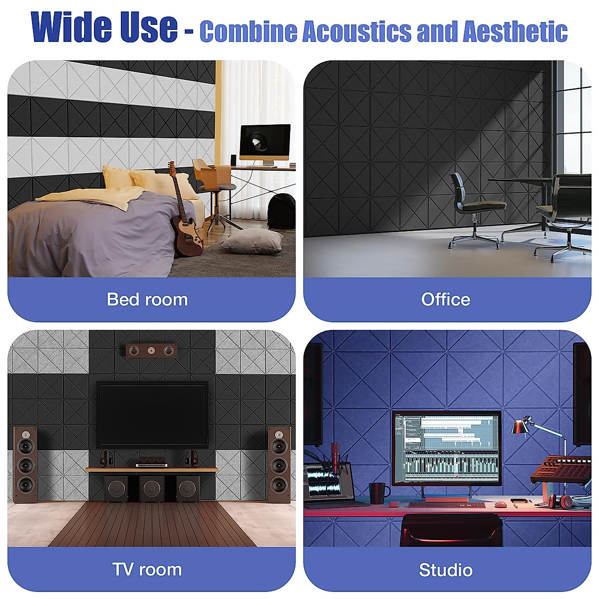 12 pack Acoustic Panels Self-Adhesive, 12"X 12"X 0.4"Sound Proof Foam Panels,Soundproof Wall Panels High Density, Acoustic Panels Sound Absorbing for Wall Decoration and Acoustic Treatment-White