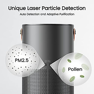 smartmi Air Purifiers for Home, Works with HomeKit Alexa, Smart Air Purifier with Handle, Auto Mode, 19db, 0.08 µm Particles Captured, P1 Dark Grey