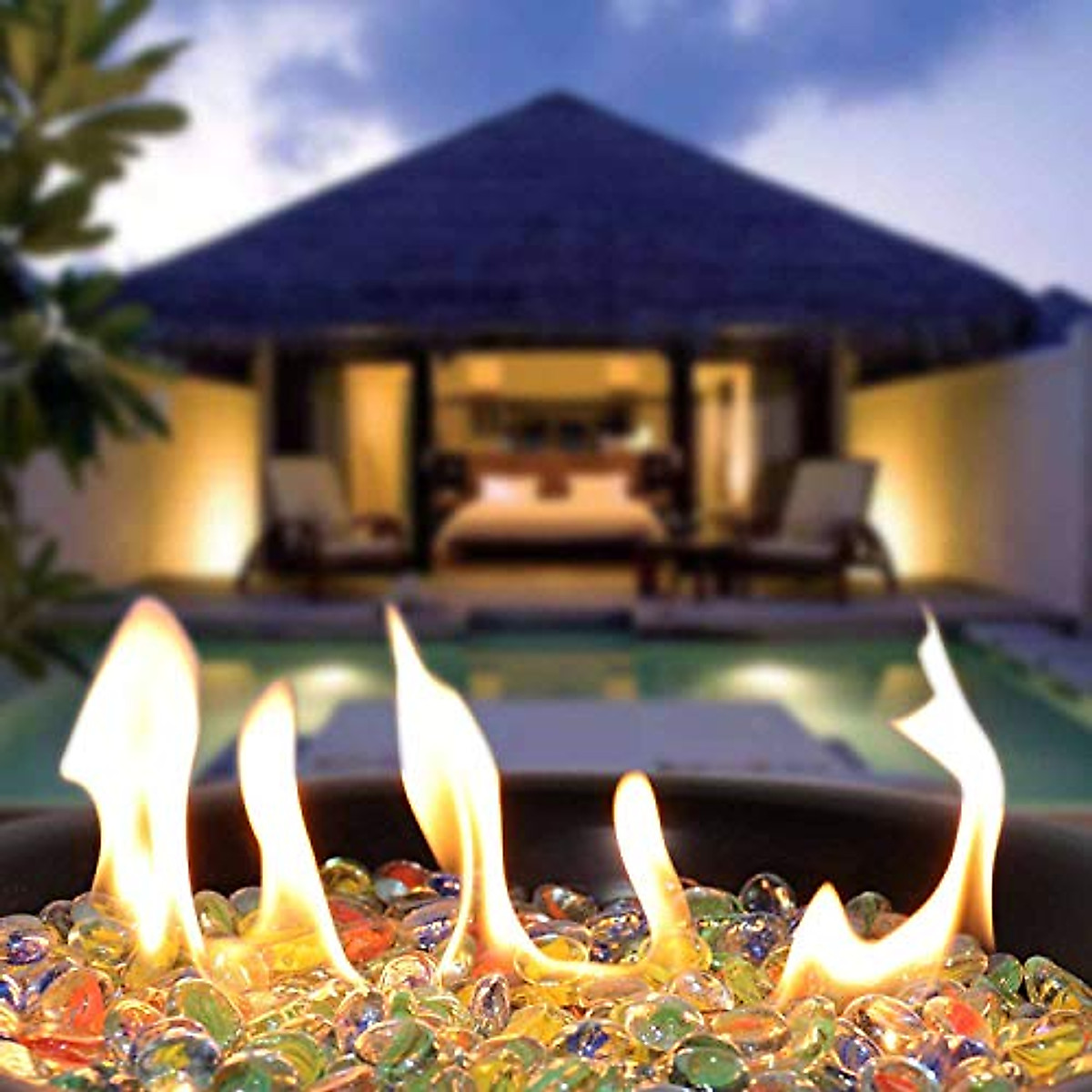 Flat Glass Marbles for Vases - 5 LB Cats Eyed Mixed Red Yellow Green Decorative Stone Beads for Vases, Crafts, Table Scatter, Aquarium Fish Tank Pebbles, Centerpieces, Gem Décor, Floral Displays