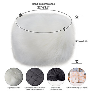 Dikoaina Faux Fur Cossack Russian Style Hat for Ladies Winter Hats for Women, White, Medium