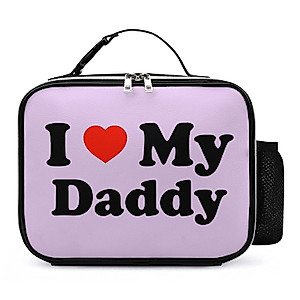I Love My Daddy Insulated Lunch Tote Bag Durable Lunch Box Container with Detachable Buckled Handle for Office Work Picnic Travel