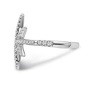 ARAIYA FINE JEWELRY 10K White Gold Diamond North Star Band Ring (3/8 cttw, I-J Color, I2-I3 Clarity), Size 7.5