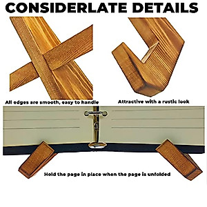 Cookbook Stand,Recipe Book Stand for Reading, Wood Book Stand -,Book Holder for Thick Cookbooks, Textbooks,Fits Small Counter or Desk Space,Portable Kitchen Hands Free Cook Book