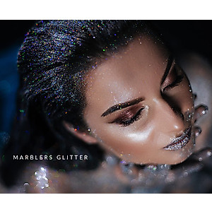 MARBLERS Twinkle Glitter [Black Knight] 3oz (85g) | Fine | Non-Toxic, Vegan, Cruelty-Free | Face, Body, Eyeshadow, Hair, Festival, Party Makeup | Nail Art, Polish | Resin, Tumbler, Slime, Craft