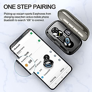 MuGo Wireless Earbud, Wireless Headphones Bluetooth 5.1 Headphones with Microphone, IP7 Waterproof Stereo Bluetooth Earphones Ear Bud, in-Ear Headset with LCD Display USB-C Fast Charge (Black)