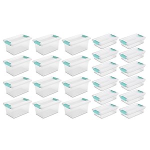 Sterilite Medium Clip Latch Lid Storage Container Tote, 12 Pack, and Small Clip Latch Lid Storage Container Tote, 12 Pack for Home Organization