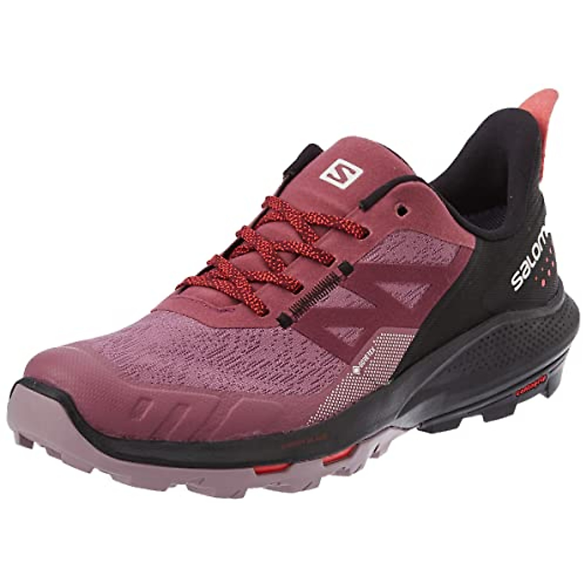 Salomon Women's OUTPULSE Gore-Tex Hiking Shoes for Women, Tulipwood/Black/Poppy Red, 6