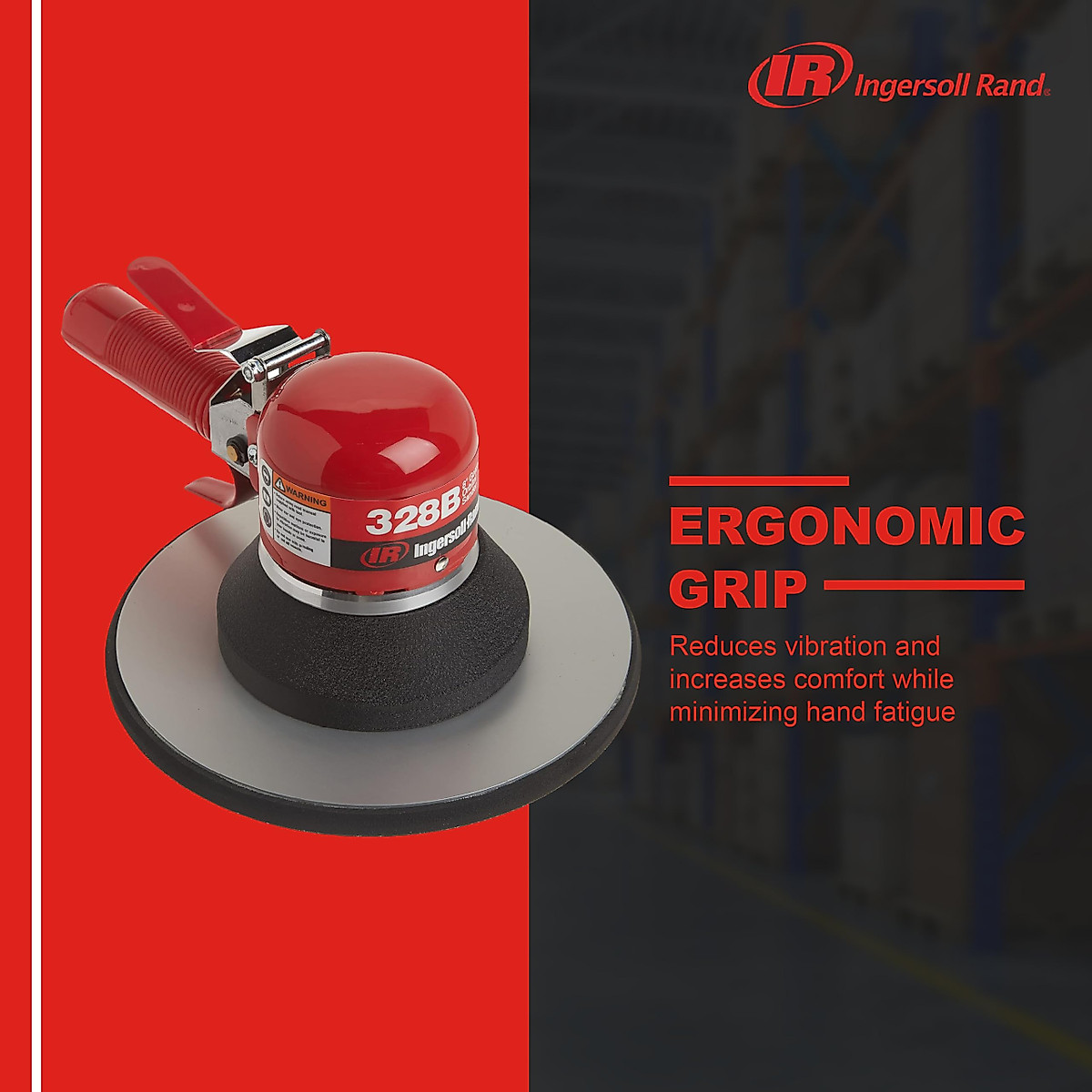 Ingersoll Rand 328B Dual Action Geared Orbital Air Sander, 8" Adhesive Pad, 5/32" Orbit, 825 RPM, 0.25 HP