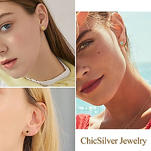 ChicSilver Citrine Earrings November Birthstone Earrings 925 Sterling Silver Sun Earrings Gold Stud Earrings for Women