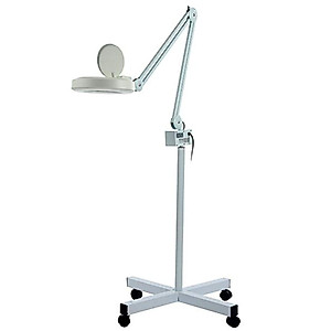 Magnifier, LED Facial Magnifier Lamp,5X Magnifying Adjustable Rolling Floor Stand 4 Wheels Swivel Arm for Salon Beauty Manicure Tattoo Skincare Equipment