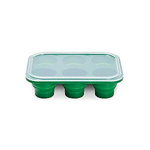 HIC Kitchen Prep-N-Freeze Mini Portion Tray with Lid, Collapsible LFGB Silicone, 2-Ounce Sections