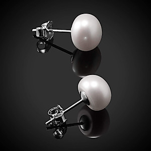 Pearl Earrings for Women 7-9mm Freshwater Cultured Pearl Stud Earrings 925 Sterling Silver - VIKI LYNN