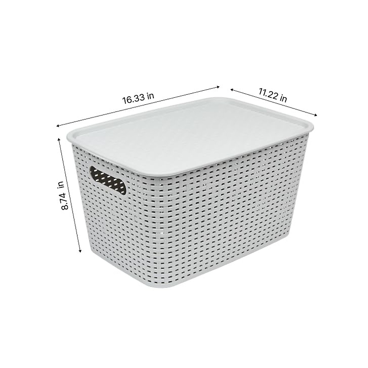 OLLIC Plastic Bins Large Storage with Lids | Korean Organizer Bin Basket Set for Organizing Baskets in Closet and Home (GRAY, LARGE_4PK)