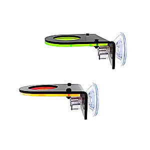 Fluorescent Green Coral Frag Holder Acrylic Coral Rack with Powerful Suction Cup and Placstic Screws Suitable for Household Fish Tanks (2pcs 1 Plug Hole Green+Orange)