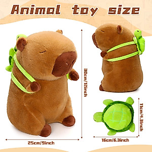 Cute Capybara Plush Toy, 12 INCH Capybara Stuffed Animals Plushies with Removable Turtle Backpack, Soft Capybara Doll Pillow for Kids Boys Girls Birthday Gifts