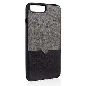 Evutec Compatible with iPhone 6 Plus/6s Plus/7 Plus/8 Plus Unique Heavy Duty Case Leather + TPU Shockproof Interior Drop Protection Phone Cover-Canvas/Black (AFIX+ Vent Mount Included)