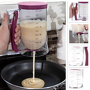 Chef Buddy Batter Dispenser, 4-Cup, Purple, Durable Plastic
