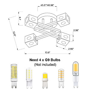 AMZASA Modern Semi Flush Mount Ceiling Light, Black Dining Room Light Fixtures,4-Lights Geometric Crystal Chandelier for Bedroom Entryway Hallway Porch Laundry Room