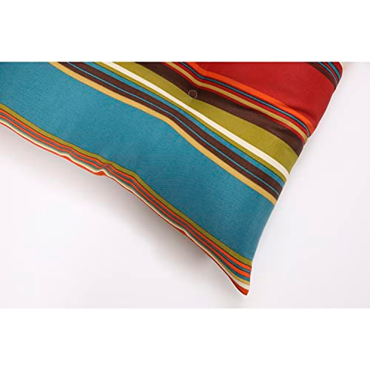 Pillow Perfect Stripe Outdoor Wicker Patio Seat Cushion with Ties, Reversible, Weather, and Fade Resistant, Square Corner - 18.5" x 19", Red/Brown Westport, 2 Count