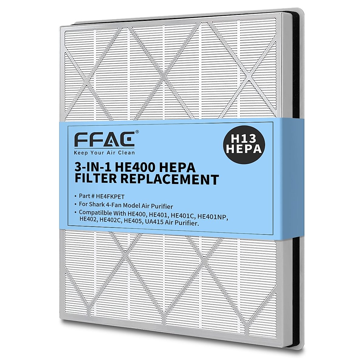 1 Pack HE401 Filter Replacement for Shark Air Purifier 4, HE401 HE402 HE405 HE400 Filter with Pre-Filter, Activated Carbon Filter and H13 True HEPA Filter