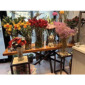 SUSUO Farmhouse Style Wood Trestle 6ft Dining Table in Rustic Brown, Industrial Living Room Dining Room Kitchen Table