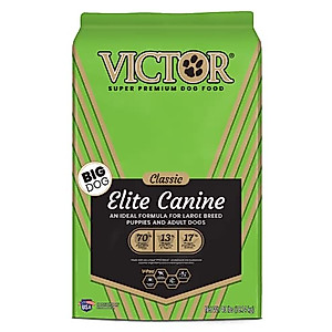 Victor Super Premium Dog Food – Elite Canine Dry Dog Food – 25% Protein, Gluten Free - for Large Breed Dogs & Puppies, 40lbs