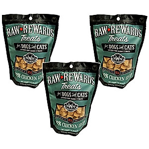 (3 Pack) Northwest Naturals Raw Rewards Freeze Dried Liver Treats, Chicken, 3 Ounces each