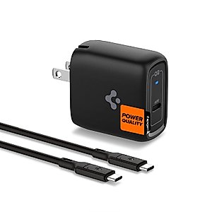 USB C Charger, Spigen [GaN Fast] 45W PD 25W PPS Super Fast Charge Type C for Galaxy S25 Ultra S25 Plus S25 S24 Z Fold Flip 6 5 4 Pixel Fold 8 8a Pro 7 Tab S9 iPad (Cable Included/Foldable Plug)