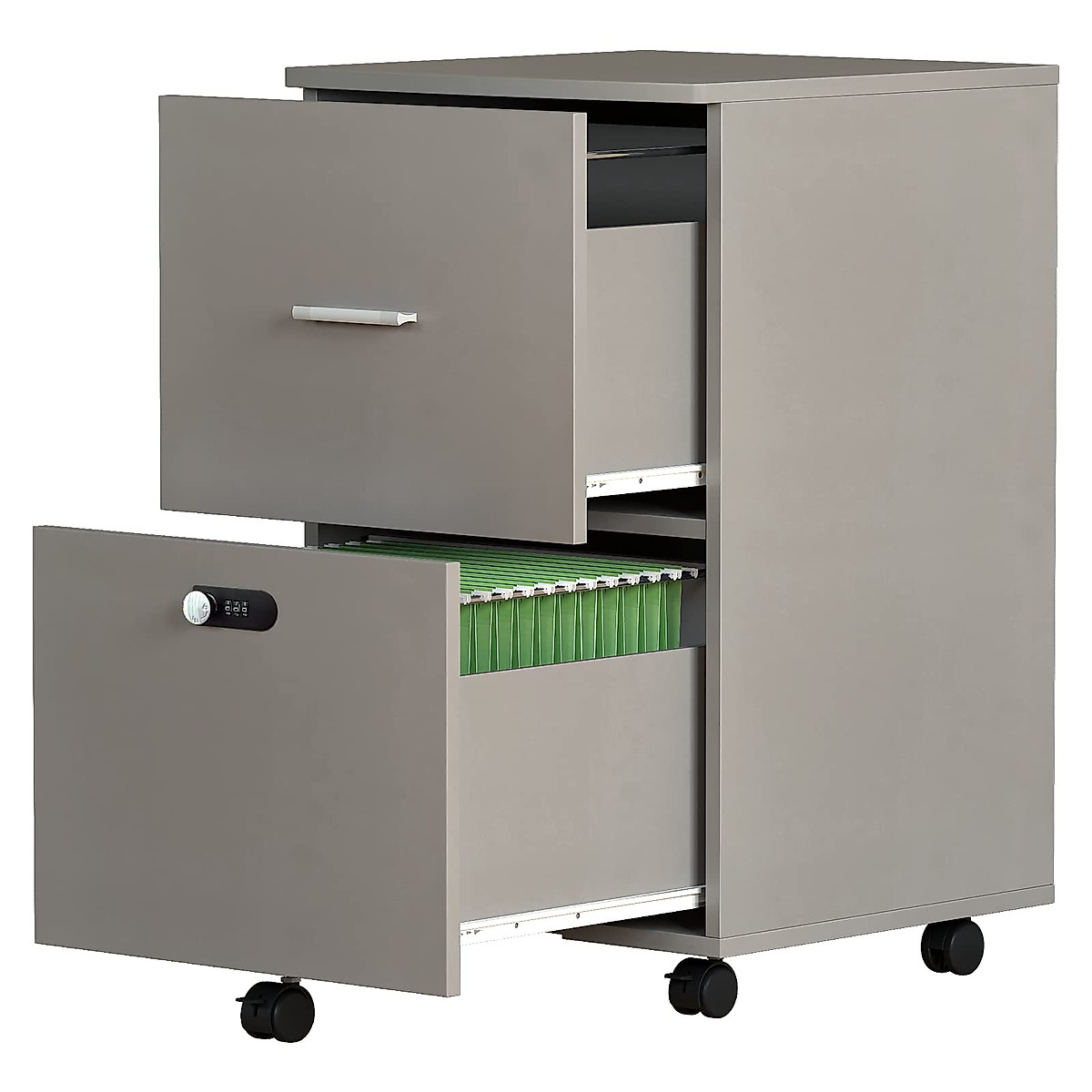 2 Drawer File Cabinet with Lock, 2 Drawer Filing Cabinets for Home Office, Wood Filing Cabinet Under Desk, Rolling Printer Stand Vertical File Cabinets