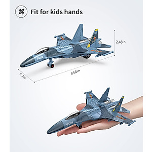 Geyiie Airplane Toy for Boys, Metal Plane Vehicle Playset, Mini Airplanes with Light, Pull Back Fighter Toy for Boys Girls Toddler Kids 3 4 5 6 Years Old