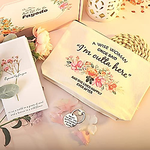 Mothers Day Gifts For Mom, Retirement Gifts Wine Funny Presents Box for Grandma Aunt Women 2023, 6 Pcs Unique Humorous Socks Female Wine Glasses Keychain for Teachers Mother Retiring Friends Coworker