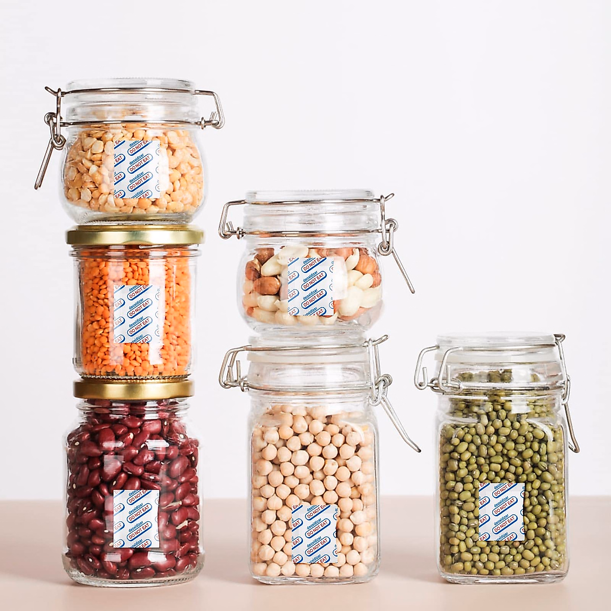 LinsKind 110 Packs 100CC Food Grade Oxygen Absorbers (10 Packs in Individual Vacuum Bag, 11x Packs of 10), Oxygen Absorbers for Food Storage, with Oxygen Indicator, for Mylar Bags, Mason Jars, Canning