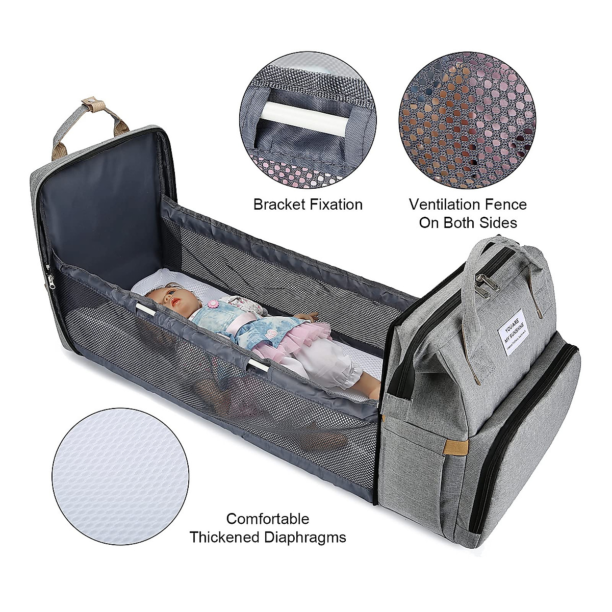 Lifecolor Diaper Bag Nappy Bags Waterproof Travel Backpack Mom Baby Care(Gray)