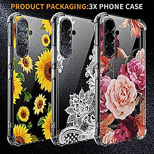 YJROP (3-Pack) for Samsung Galaxy A14 5G Case, Soft Clear TPU [Scratch-Resistant] Drop Silicone Bumper Protection Shockproof Phone Case Cover for Samsung Galaxy A14 5G, Flower
