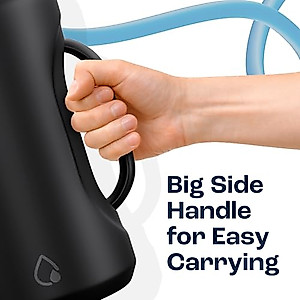 AQUAFIT Insulated Water Bottle 64 oz with Handle - Straw and Chug Lid - Stainless Steel Water Bottles - 64 oz Water Bottle - 64oz Insulated Water Bottle with Straw (64 Ounces, Midnight Black)