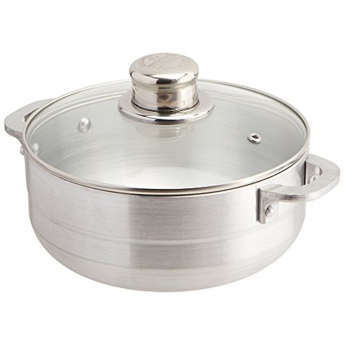 Uniware Aluminum Heavy Gauge Caldero With Glass Lid, Silver, 2 quart