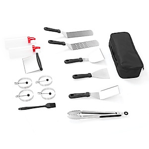 Stainless Steel Griddle Accessories Kit, Non‑Stick Durable BBQ Tool Set, Portable Grilling Tools, Suitable for Kitchen Outdoor Camping Cooking(14pcs)