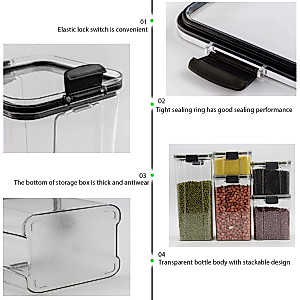 PQZKLDP 2pcs Airtight Food Storage Containers 0.7L(23.7OZ)-with Lids BPA Free Clear Plastic Kitchen and Pantry Organization Canisters for Cereal, Dry Food Flour & Sugar - Labels, Marker & Spoon Set