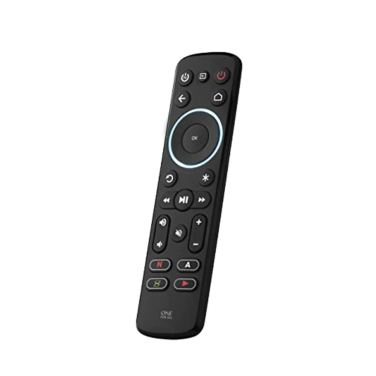 One For All Streamer Remote – Universal Remote Control for up to 3 Devices Infrared Controlled Streamer Boxes TVs and Sound bar – Learning Feature - Backlit Keys - Black – URC7935