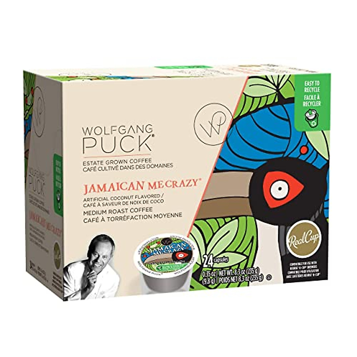 Wolfgang Puck Coffee, Keurig KCups for Keurig Brewers, White, Jamaican Me Crazy, 24 Count (Pack of 1)