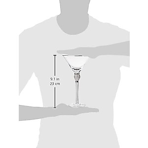 Sister.ly Drinkware, Rhinestone Studded Bling Martini Glasses Set of 2 with Gold Rim, 10 oz. Cocktail Glasses and Silver-Plated Cocktail Picks